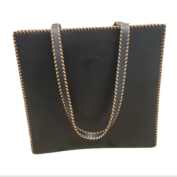 Levenger | Bags | Levenger Accordion Black Leather Tote Bag | Poshmark